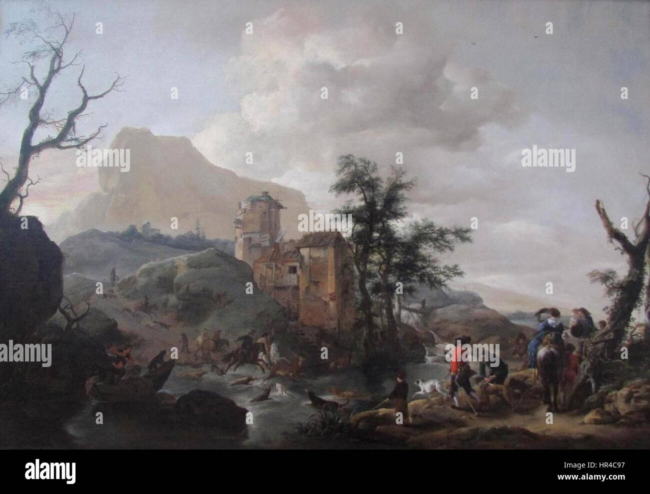 Philips Wouwerman's 'Stag Hunt in a River' illustrates a dramatic ...