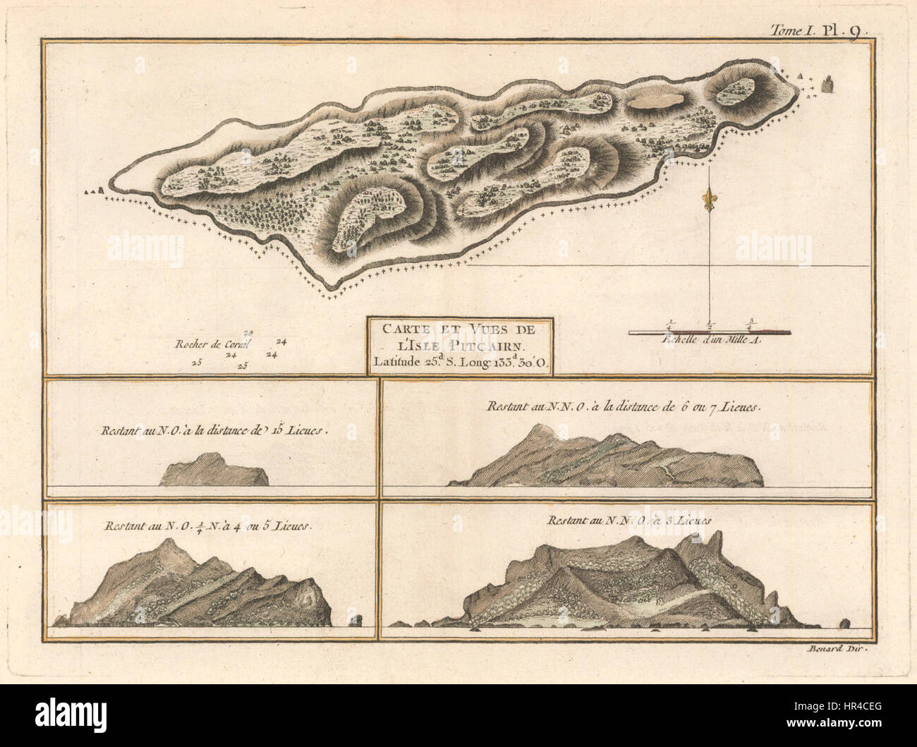 Pitcairn map by Robert Benard 1774 Stock Photo - Alamy