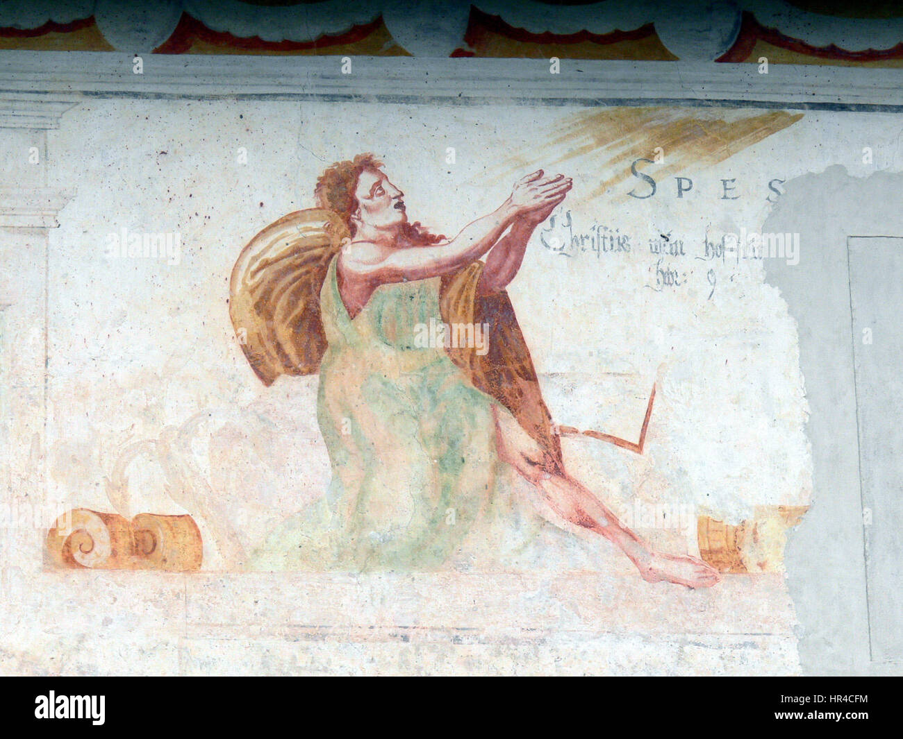 The fresco ‘Allegorie Spes,’ painted by Parz, symbolizes hope and ...