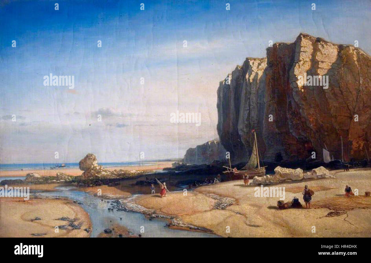 Paul Jean Clays' *Rocky Coast with Figures and Boats* presents a ...