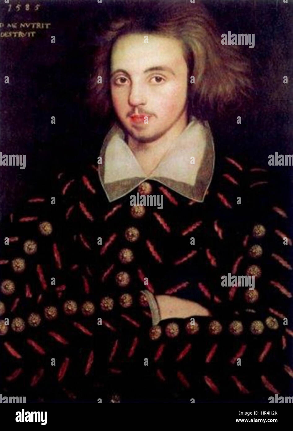 A portrait of the English playwright Christopher Marlowe, depicting him ...