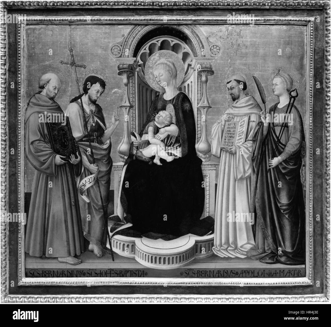 ‘Virgin and Child Enthroned with Four Saints’ by Neri di Bicci depicts the Virgin Mary with the ...