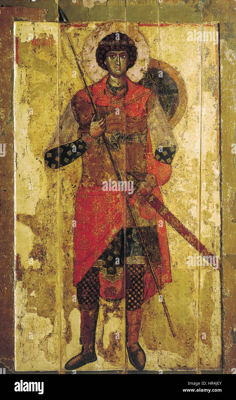 This portrait of St. George from Novgorod, a key religious figure in ...