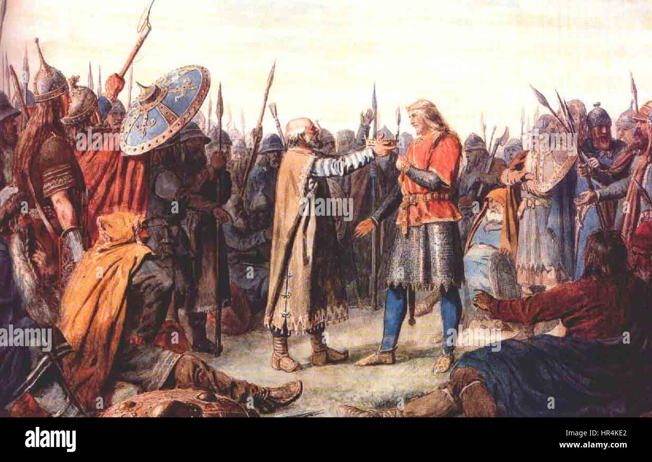 Peter Nicolai Arbo’s painting of Olav Tryggvason captures the Viking king in an epic, heroic ...