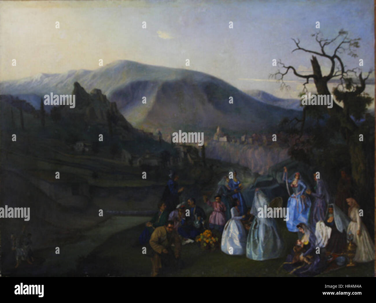 *Picnic on the bank of the Kura* (1860) depicts a serene scene of ...