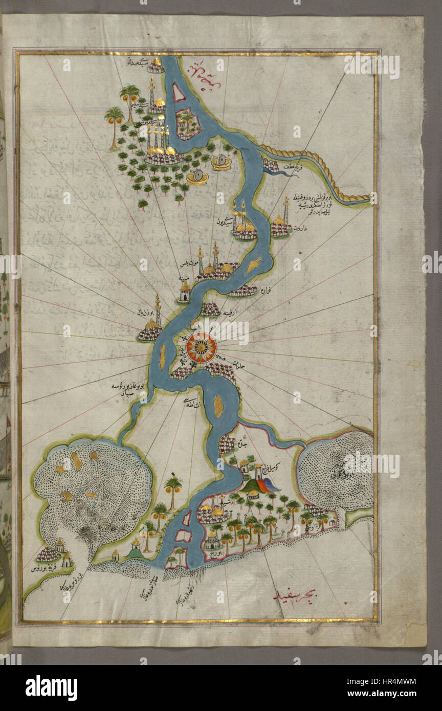 Piri Reis - Map of the River Nile From Its Estuary South - Walters ...