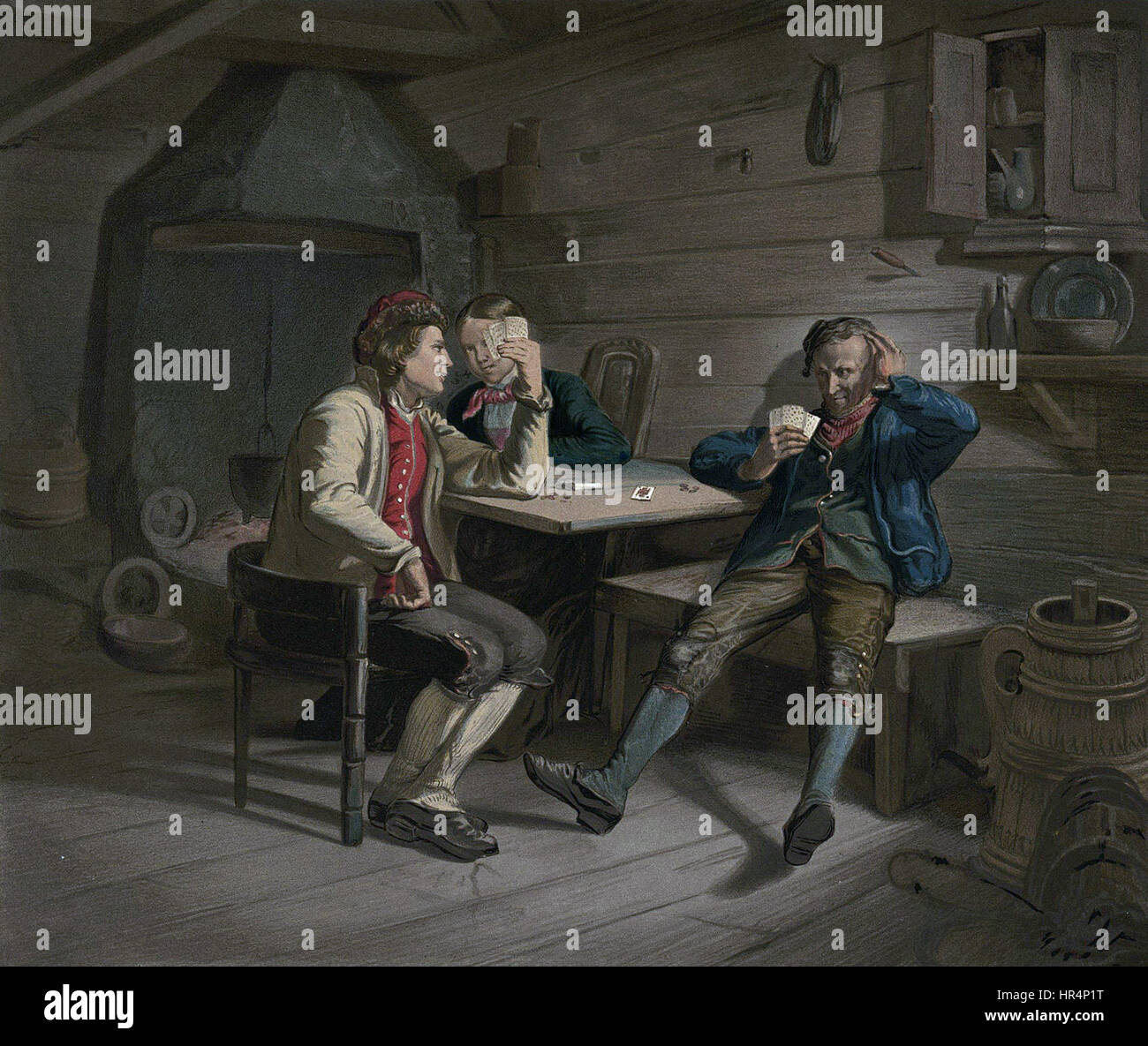 Norske Folkelivsbilleder 06 - Kortspillerne (Adolph Tidemand Stock ...