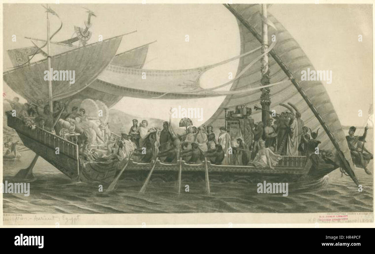 Picou, Henri Pierre -Mark Antony and Cleopatra aboard an Egyptian barge ...