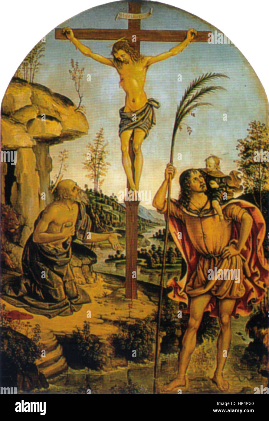 Pinturicchio’s 'Crucifixion with St. Jerome and St. Christopher' depicts a religious scene ...