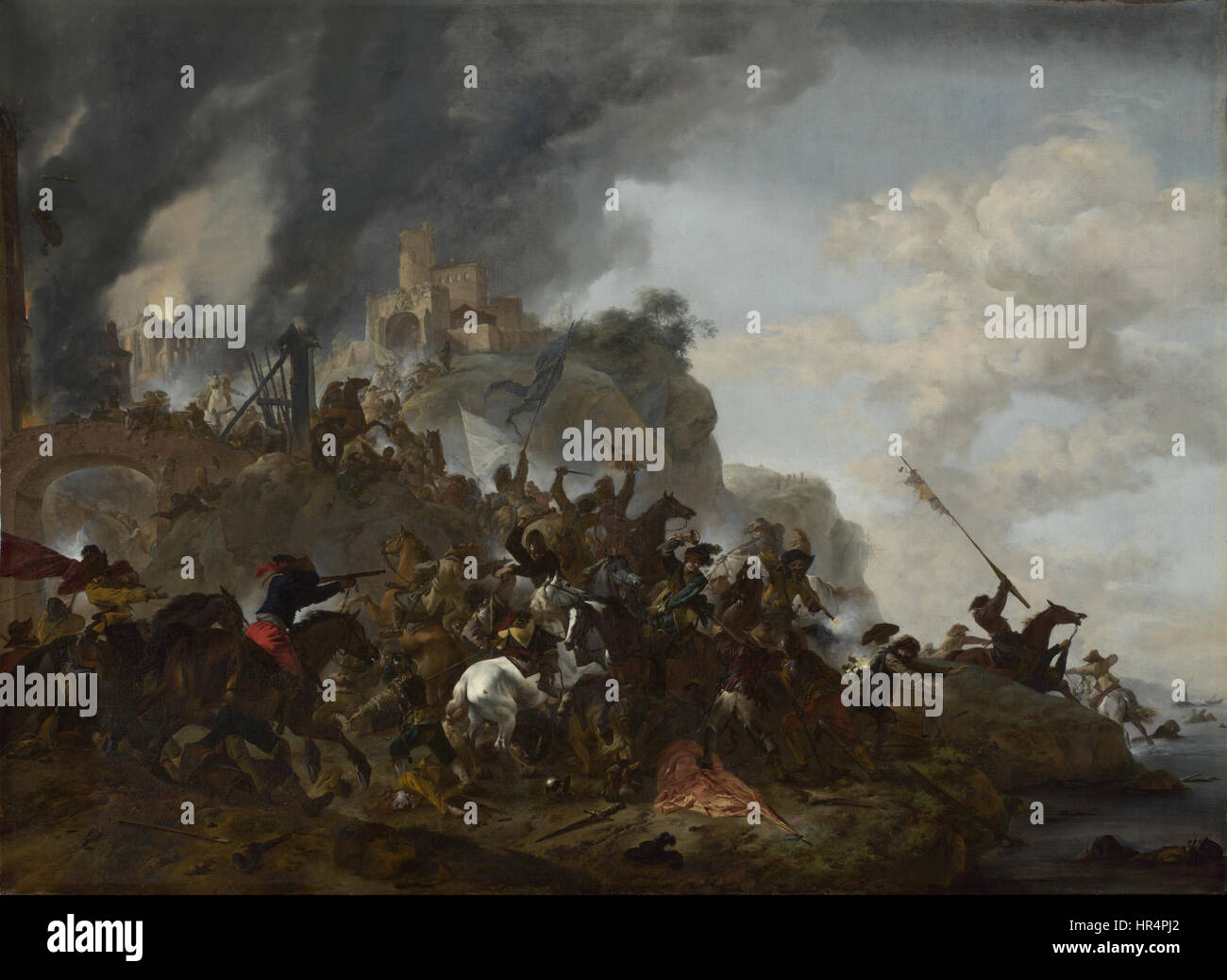 'Cavalry making a Sortie from a Fort on a Hill' by Philips Wouwerman ...