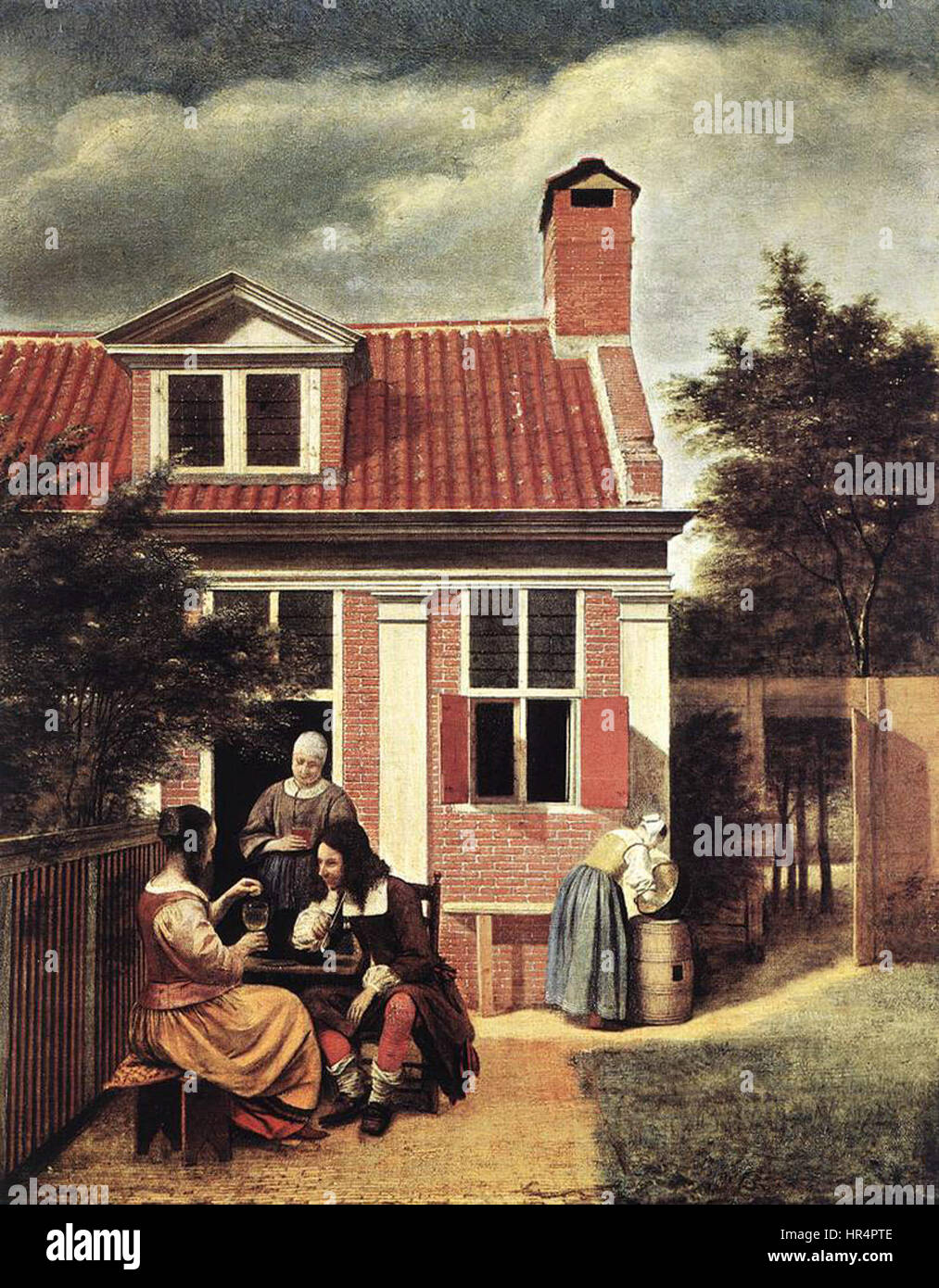 Pieter de Hooch's 'Village House' is a genre painting that captures a ...
