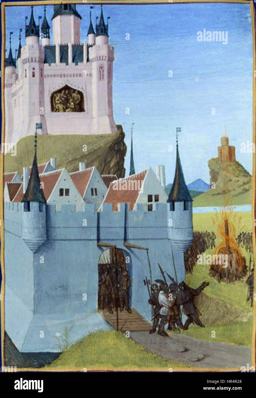 This historical painting depicts Philippe V le Long and Louis de Nevers ...