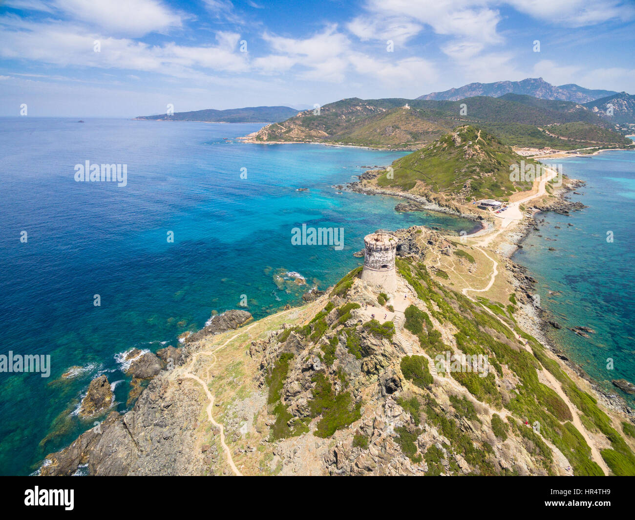 Aerial view of Sanguinaires bloodthirsty Islands in Corsica, France ...