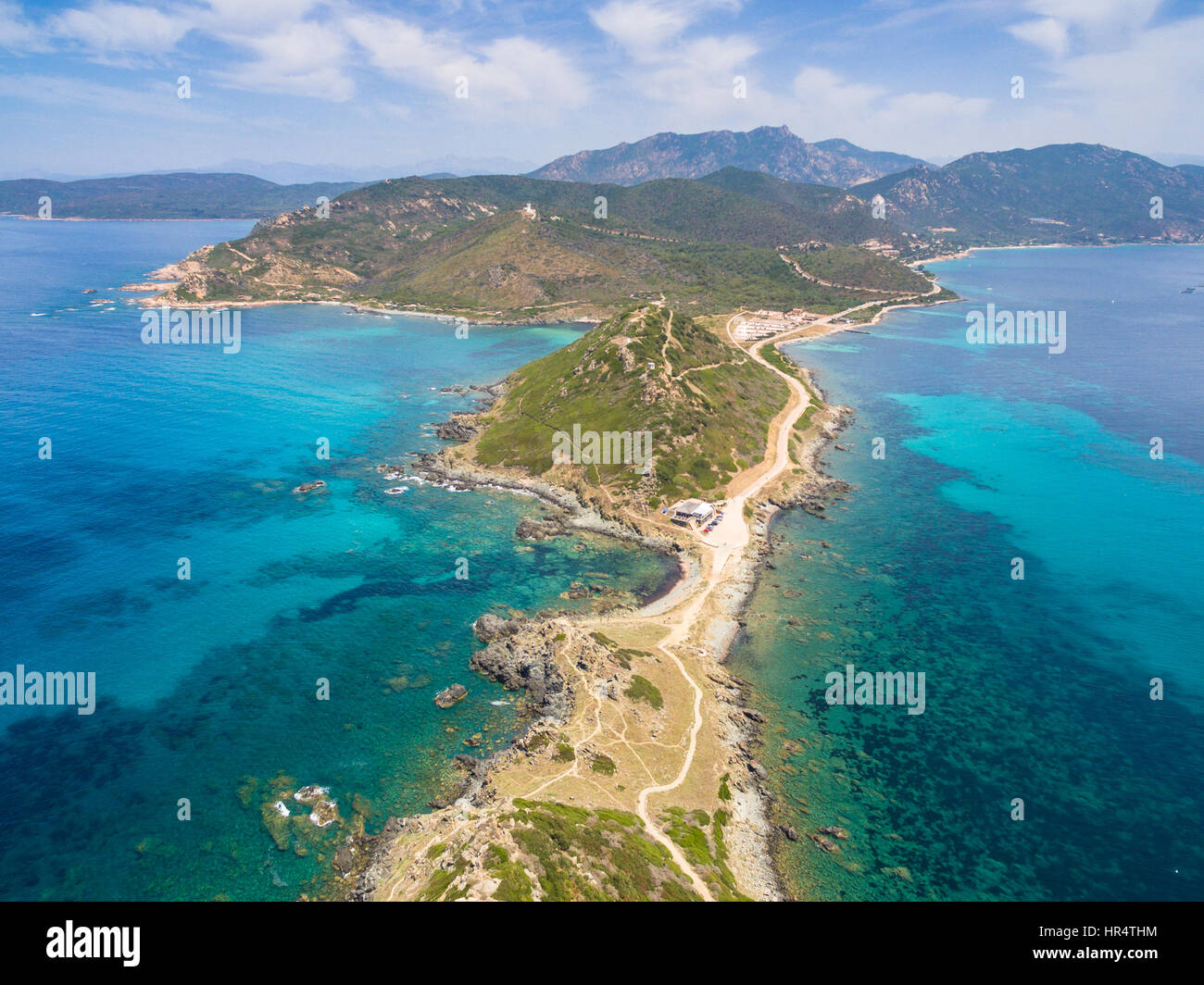 Aerial view of Sanguinaires bloodthirsty Islands in Corsica, France ...