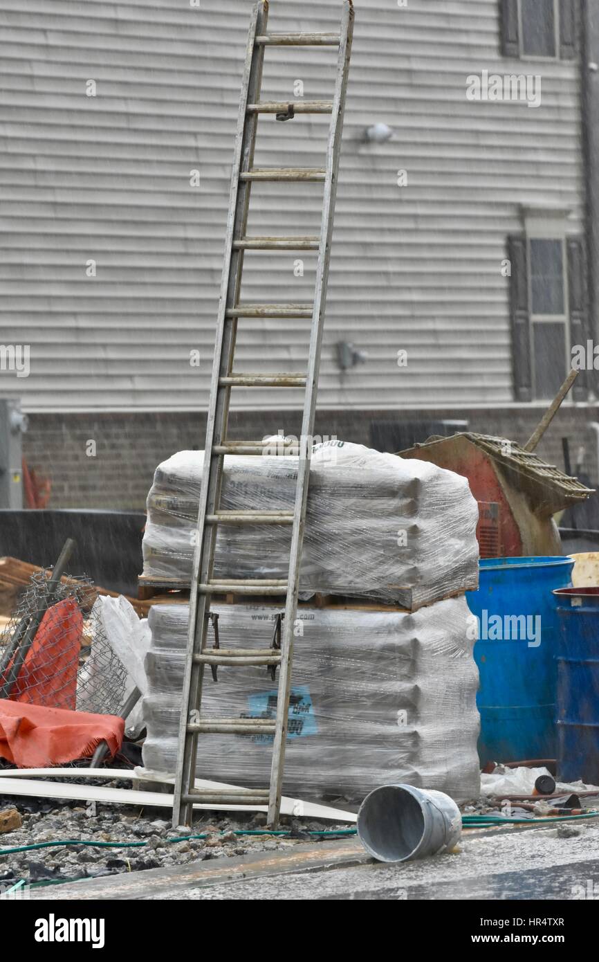 Construction site with ladder Stock Photo - Alamy