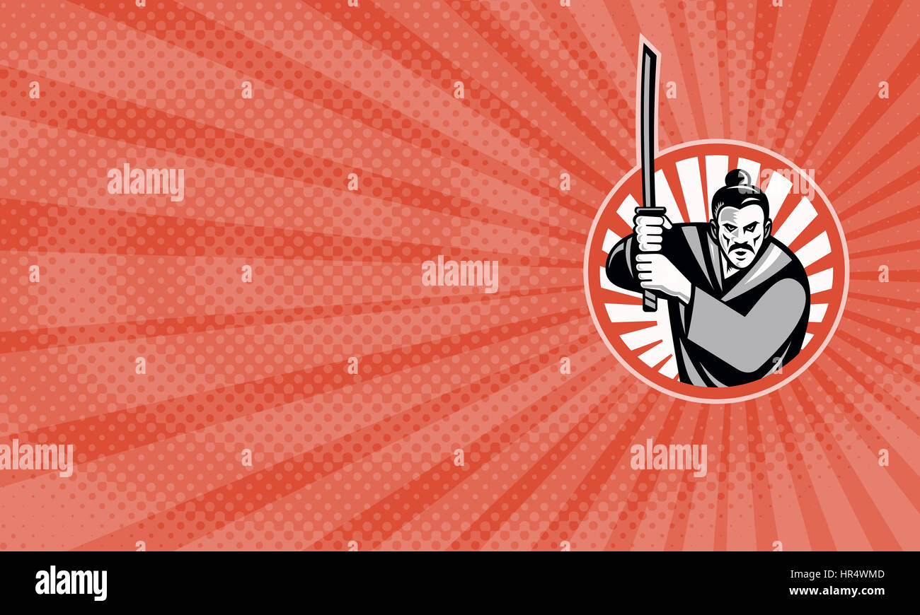 Illustration samurai warrior facing front hi-res stock photography and ...