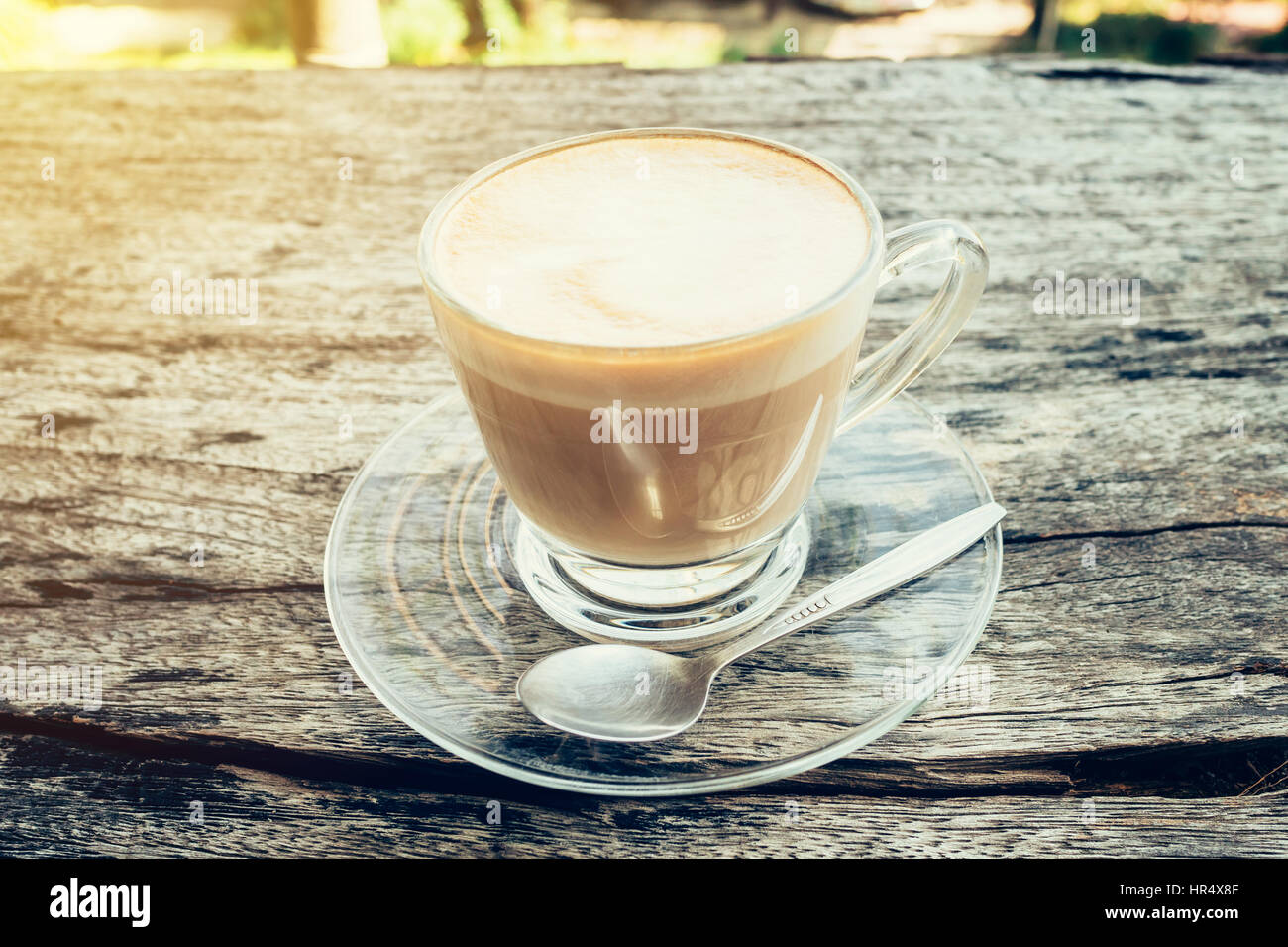 Cup coffee on wood table Stock Photo - Alamy