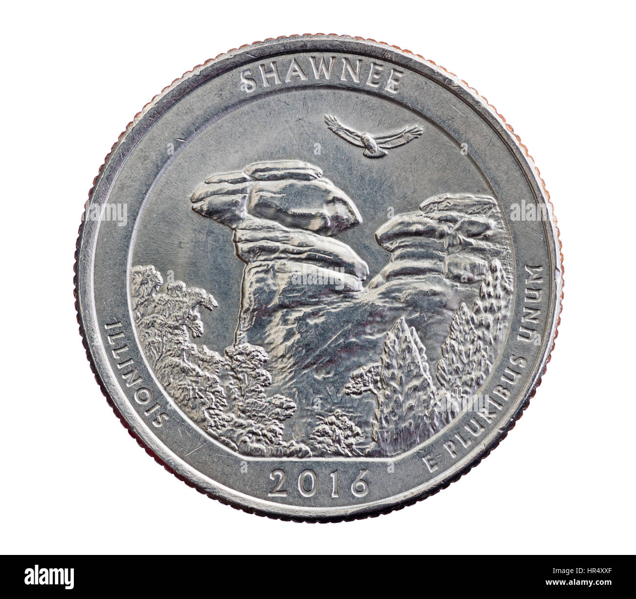Shawnee Illinois commemorative US quarter coin isolated on white Stock ...