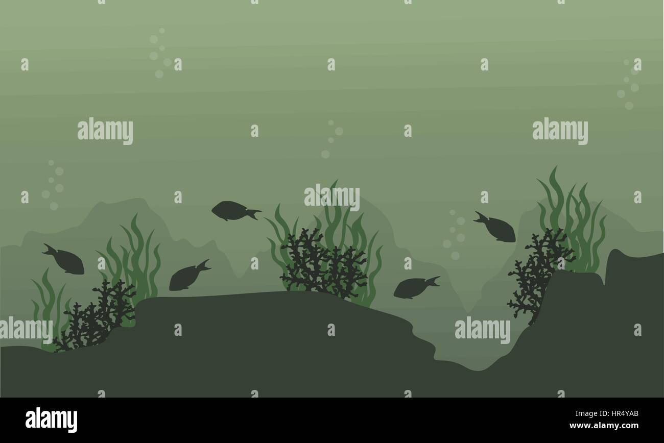 Illustration of fish on the underwater landscape Stock Vector Image ...