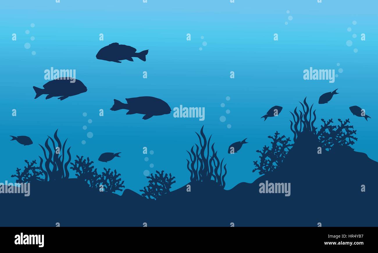 Vector illustartion of fish underwater landscape Stock Vector Image ...