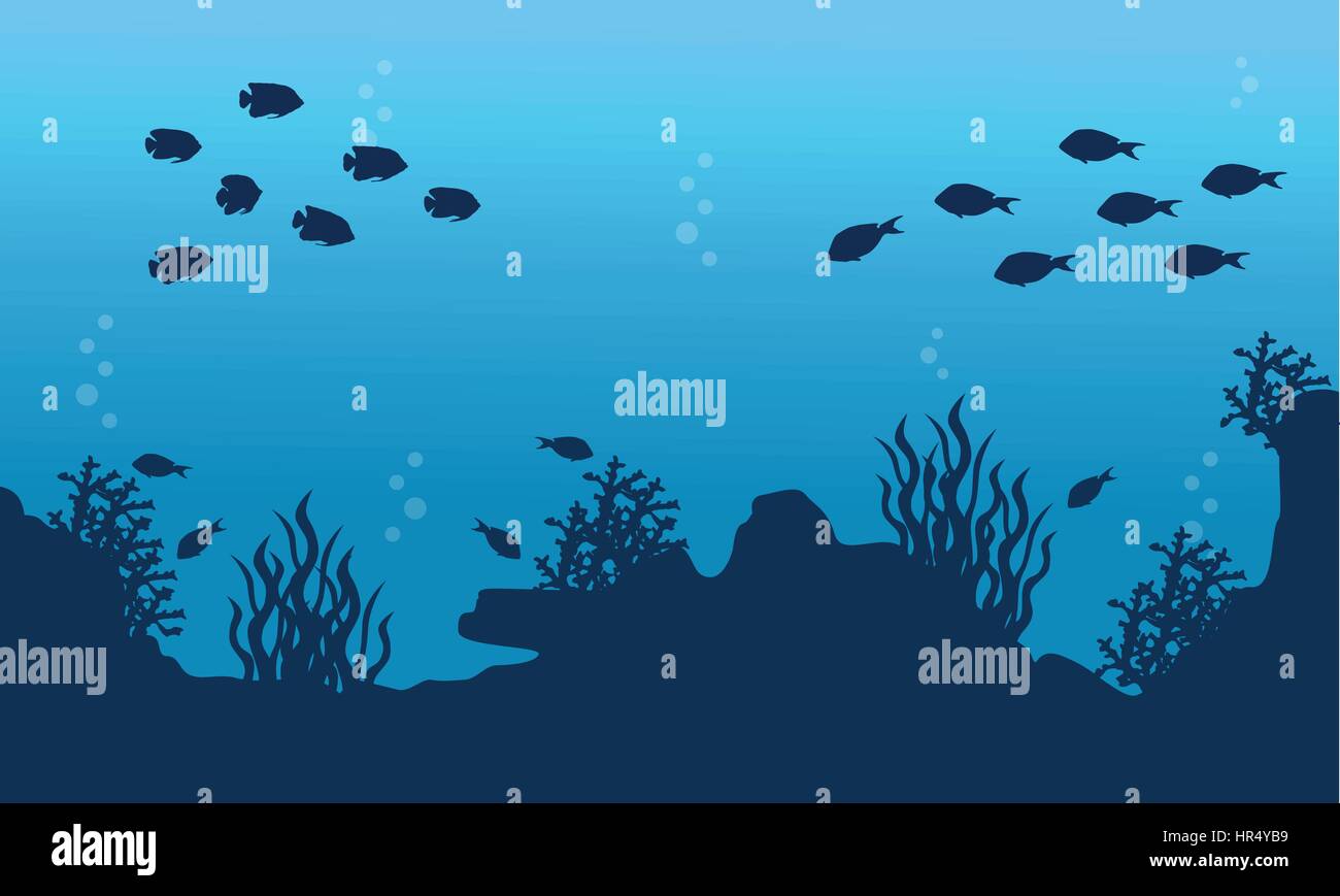 Collection of underwater landscape with fish Stock Vector Image & Art ...