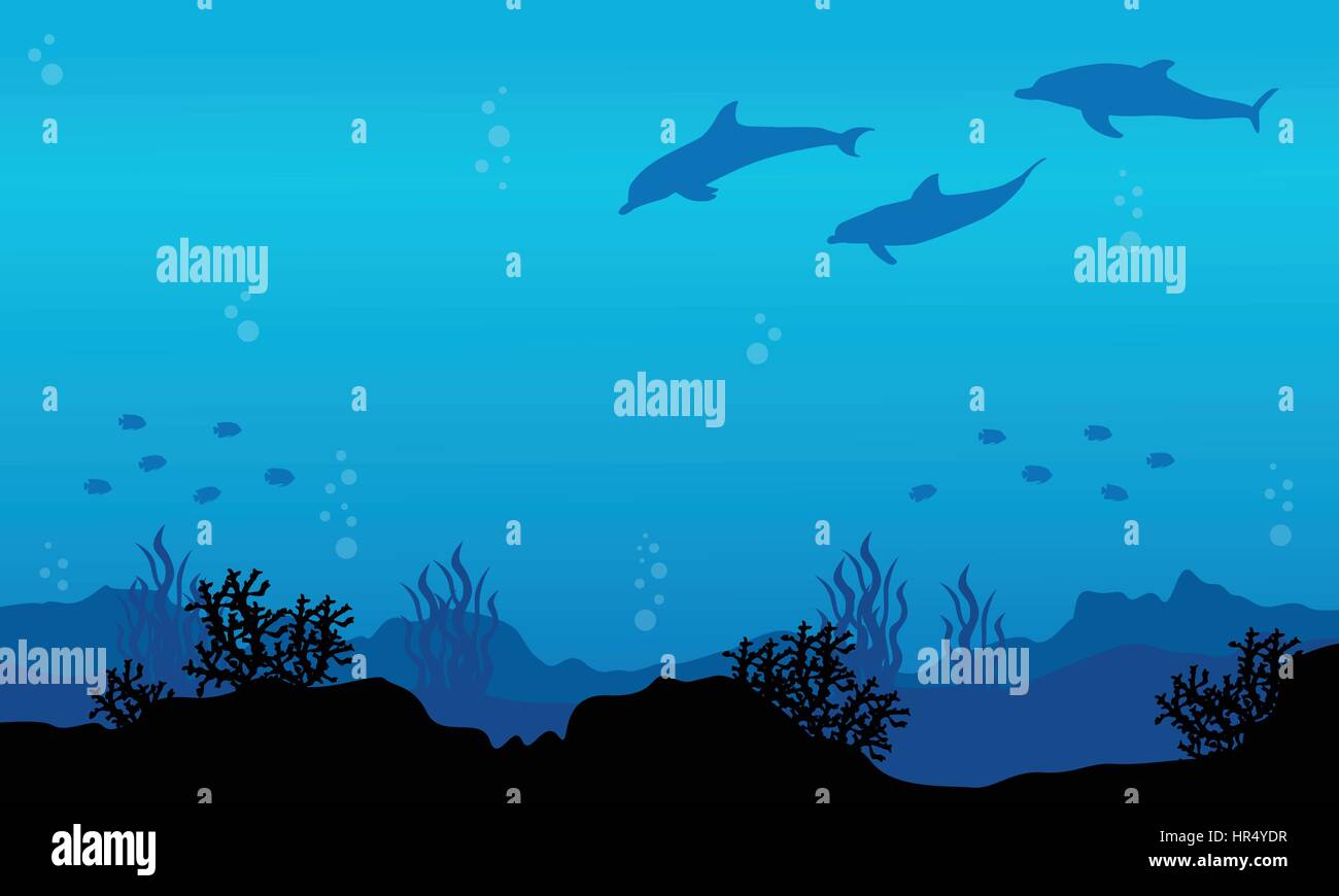 Dolphin deep underwater on blue Stock Vector Images - Alamy