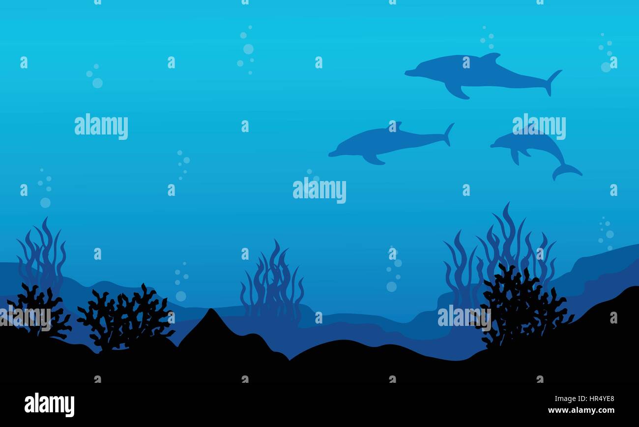 Dolphin deep underwater on blue Stock Vector Images - Alamy