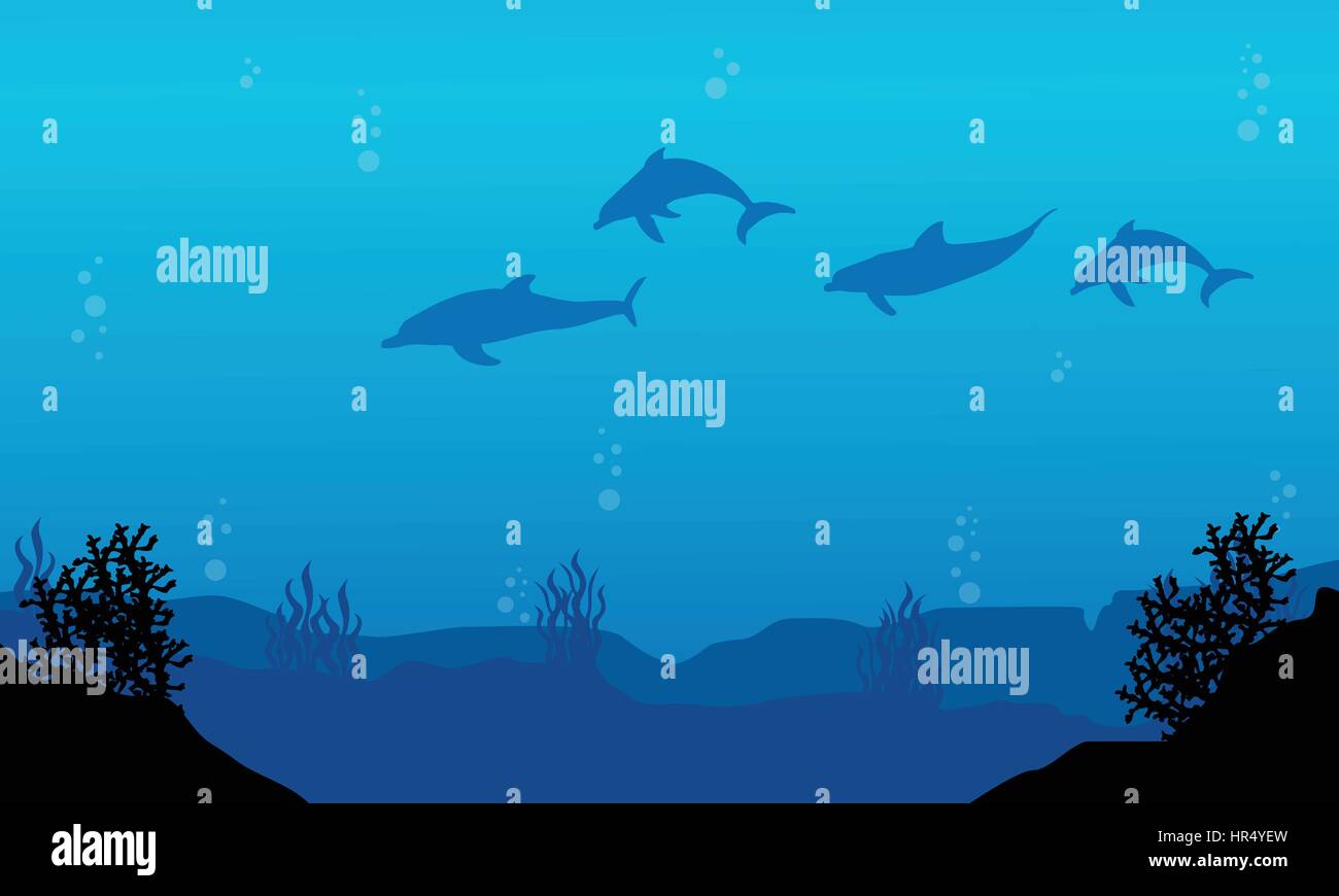 Dolphin deep underwater on blue Stock Vector Images - Alamy