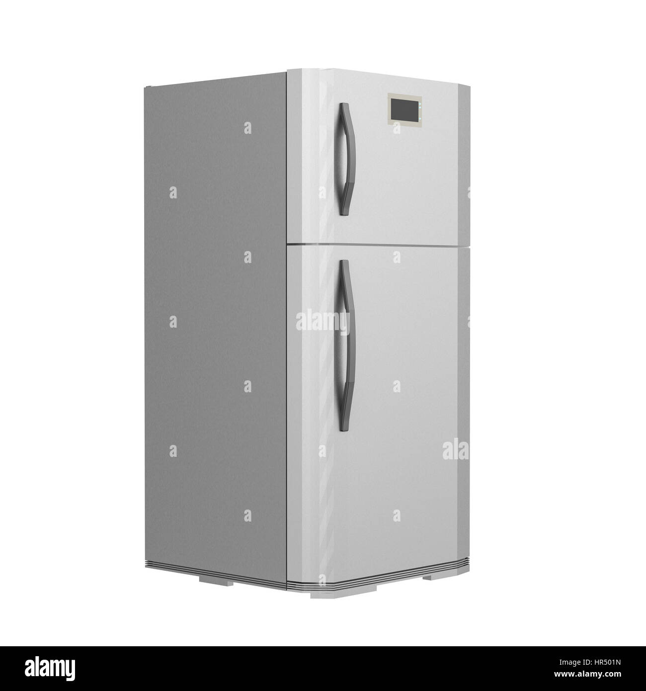 3d rendering grey new fridge isolated on white Stock Photo - Alamy
