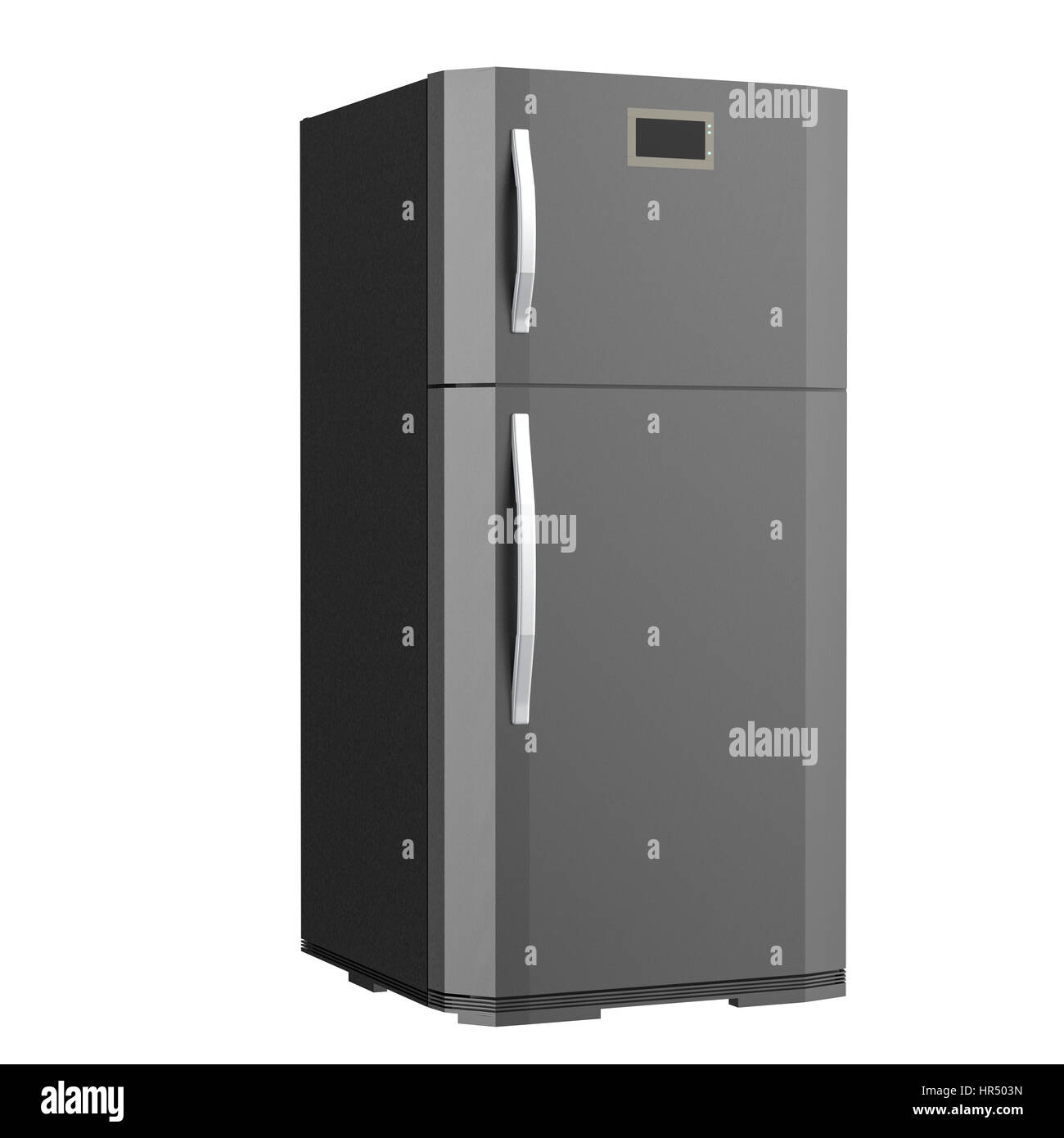 3d rendering grey new fridge isolated on white Stock Photo - Alamy