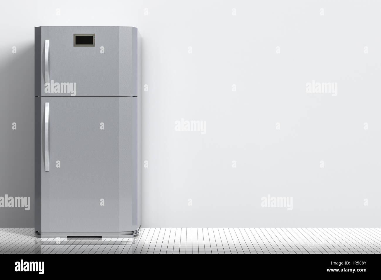 3d rendering grey fridge with blank space Stock Photo - Alamy