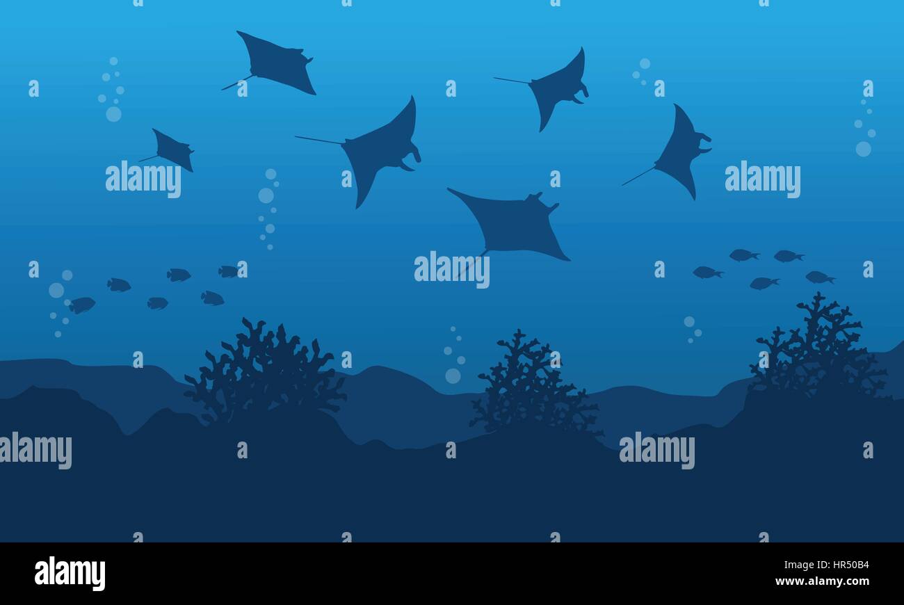 Illustration vector of stingray on ocean landscape Stock Vector Image ...