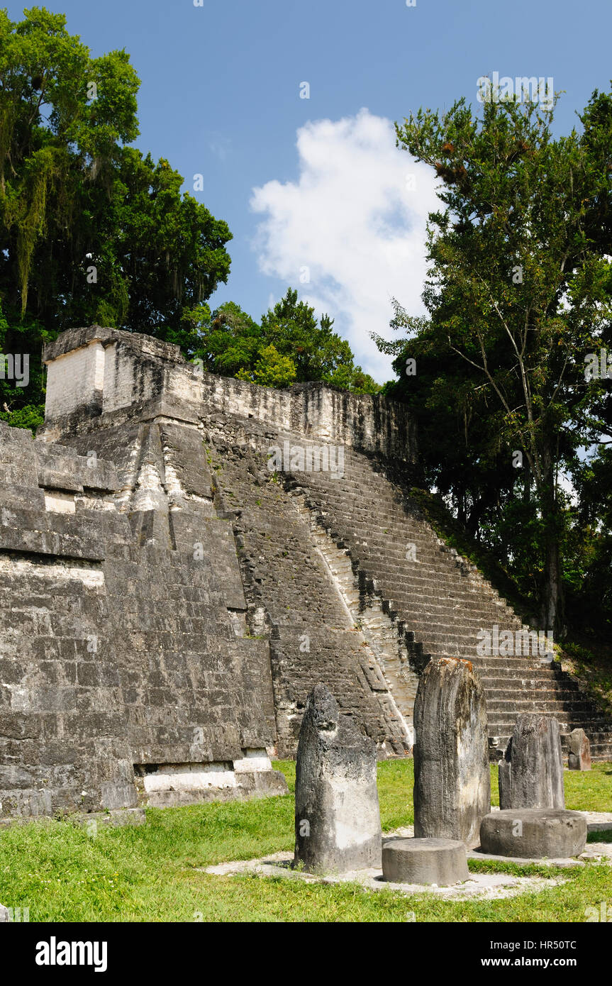 Guatemala, Mayan ruins in the jungle in Tikal. The picture presents ...
