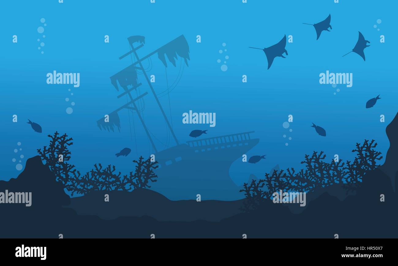 Underwater landscape wildlife stingray Stock Vector Images - Alamy