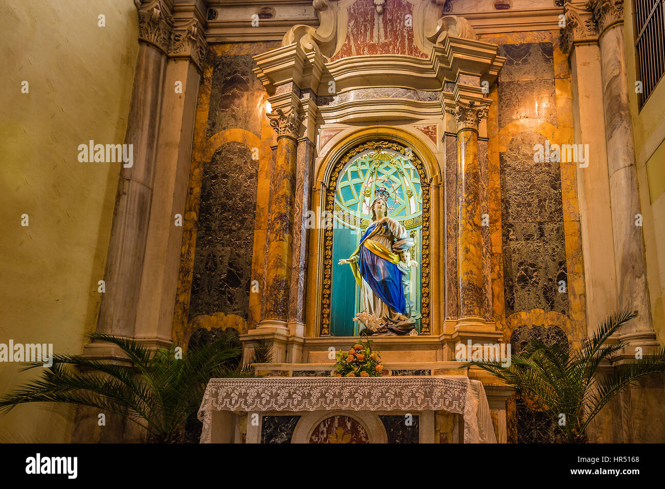 The Blessed Virgin Mary with twelve stars and angel Stock Photo - Alamy