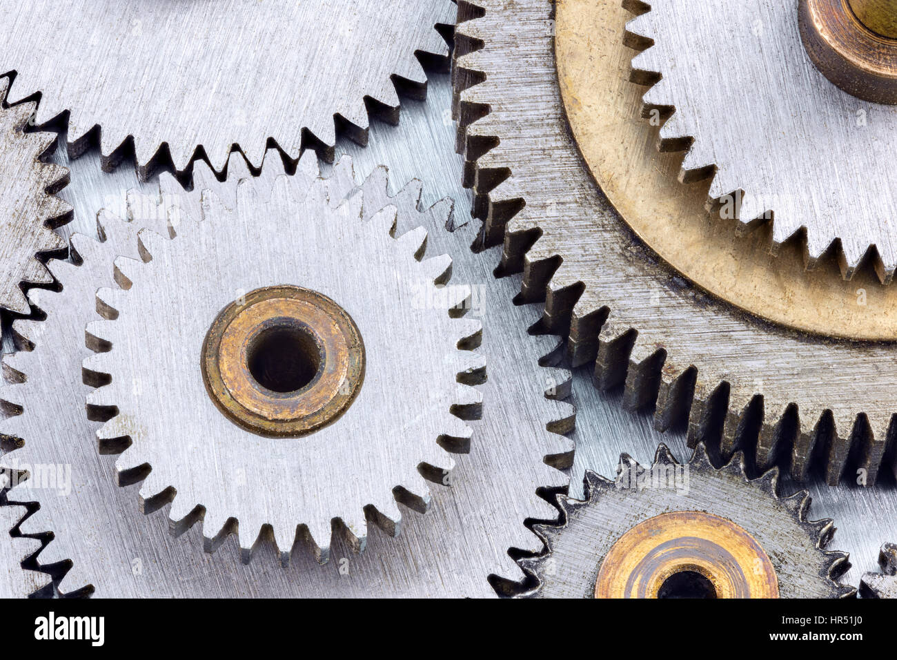 industrial metal gears of different size macro view Stock Photo - Alamy
