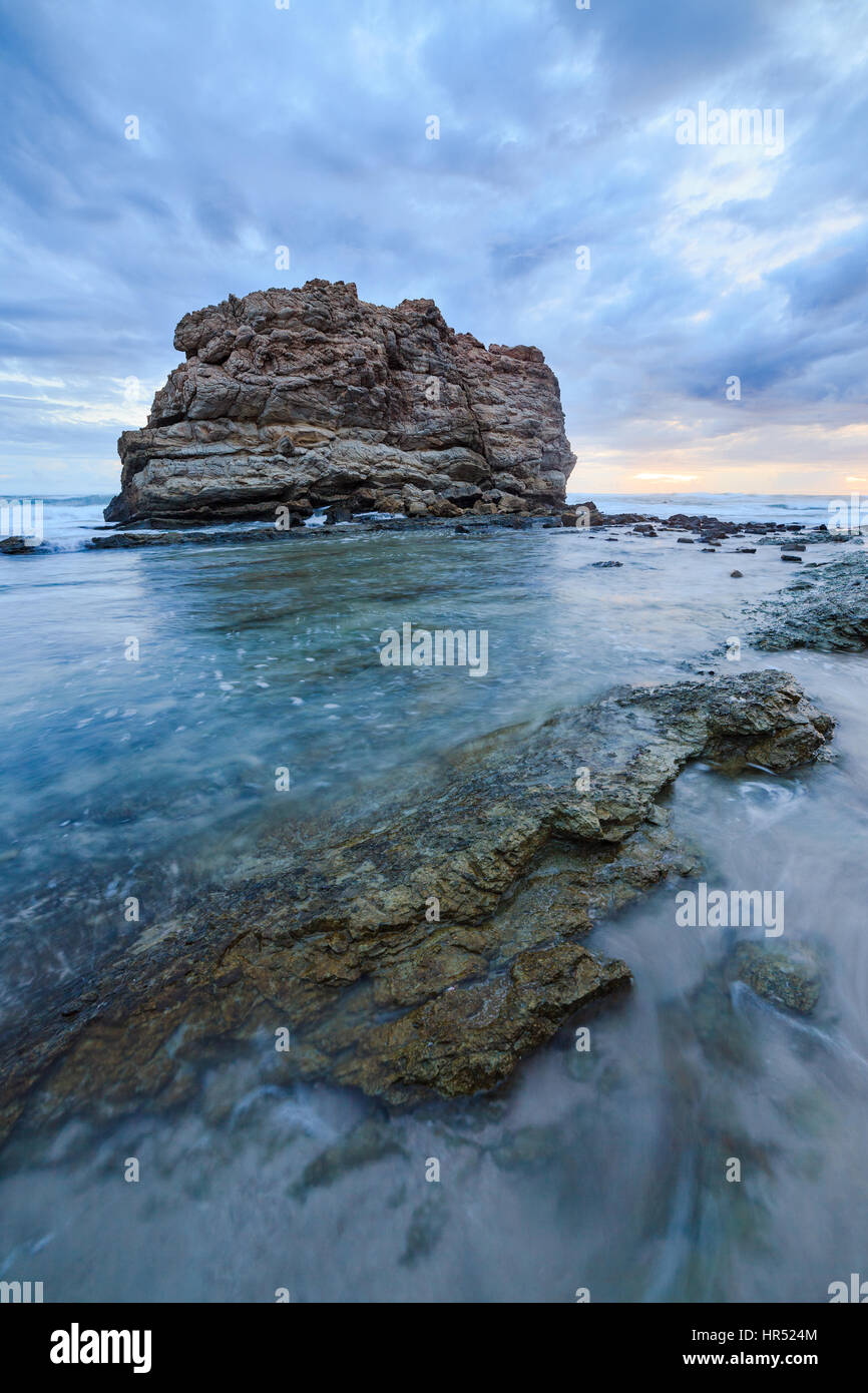 Big rock beach sunset long exposure at Santa Teresa Costa Rica Stock ...