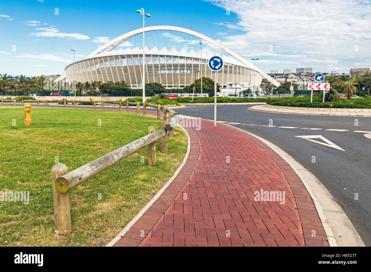 DURBAN, SOUTH AFRICA - FEBRUARY 24, 2017: Early morning, Paved walkway ...