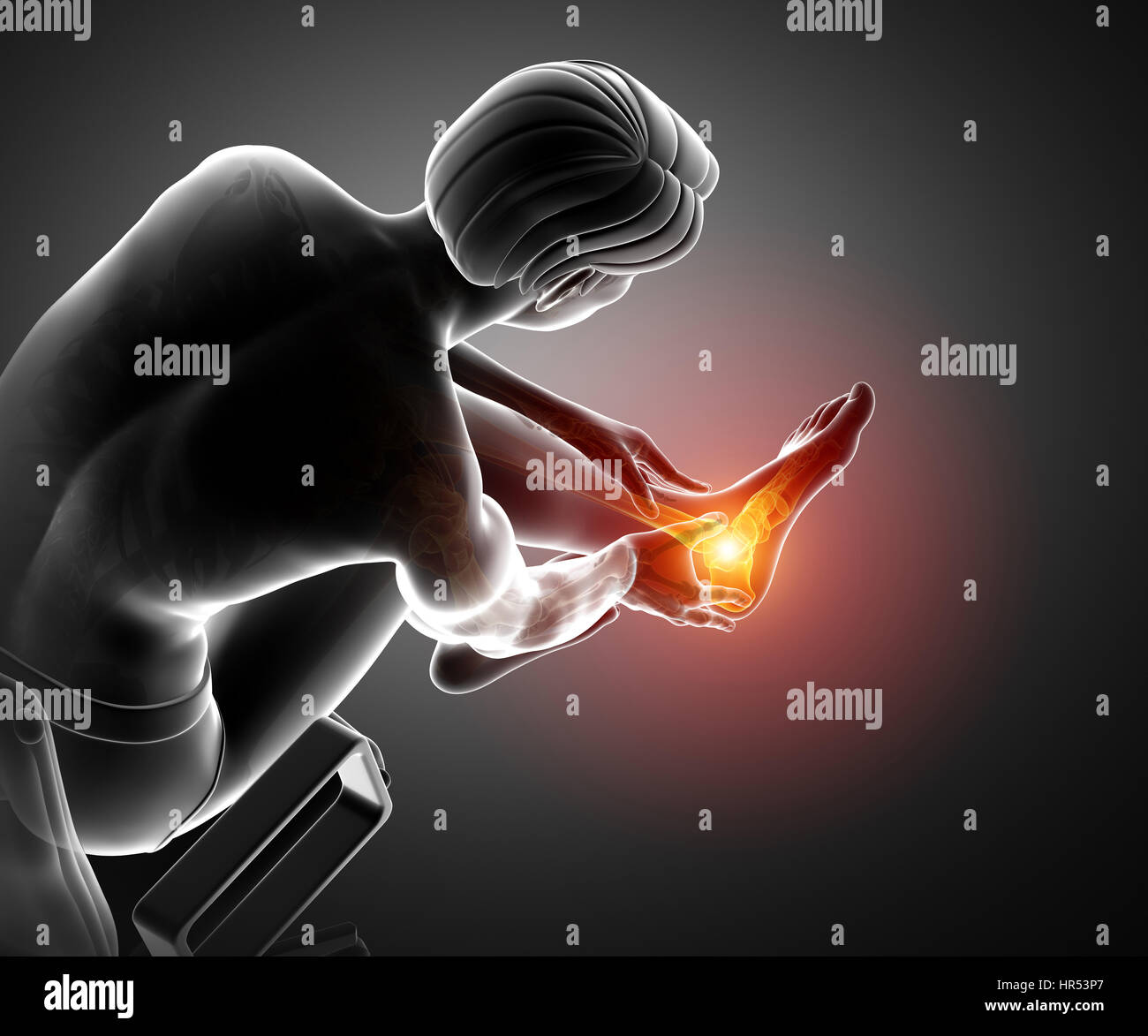 3d Illustration of Male foot with ankle pain Stock Photo - Alamy