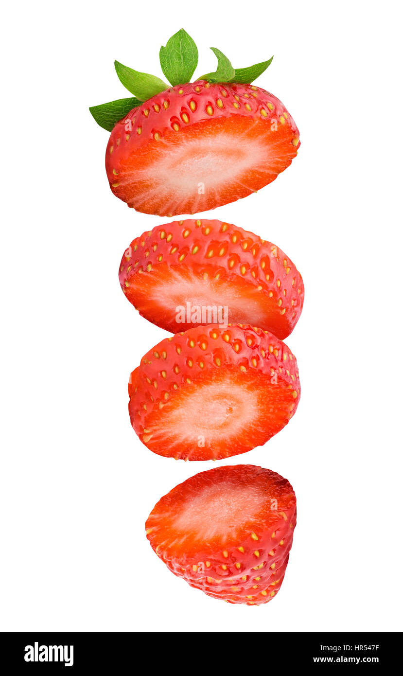 falling strawberry isolated on white background with clipping path ...