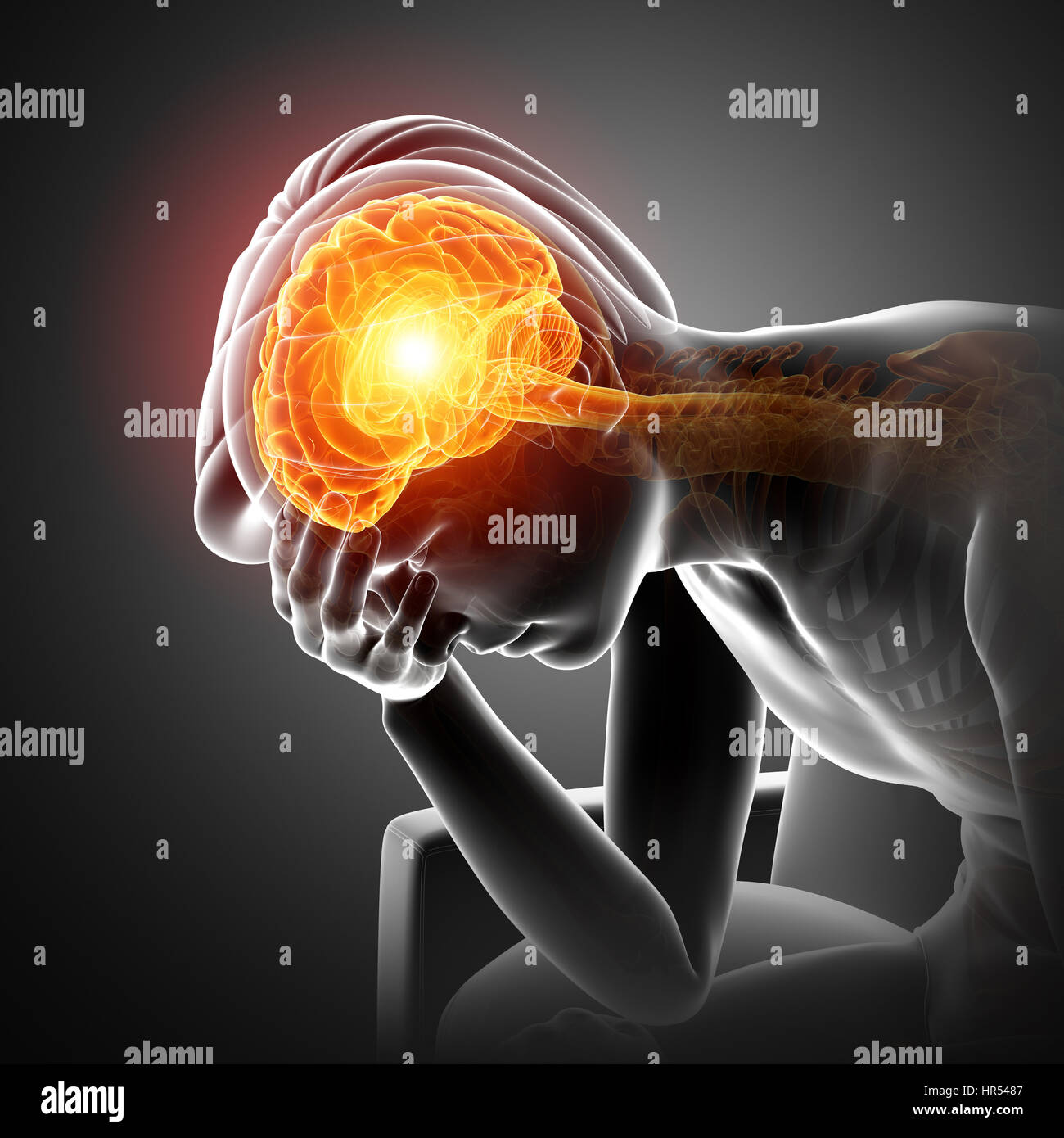 3d Illustration of Male Feeling Headache Stock Photo - Alamy