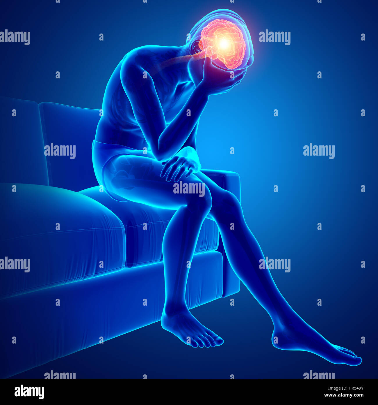 3d Illustration of Male Feeling Headache Stock Photo - Alamy
