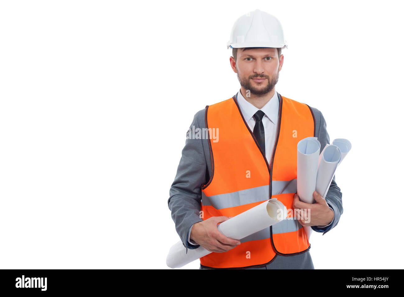 Working on future. Handsome mature businessman engineer holding ...