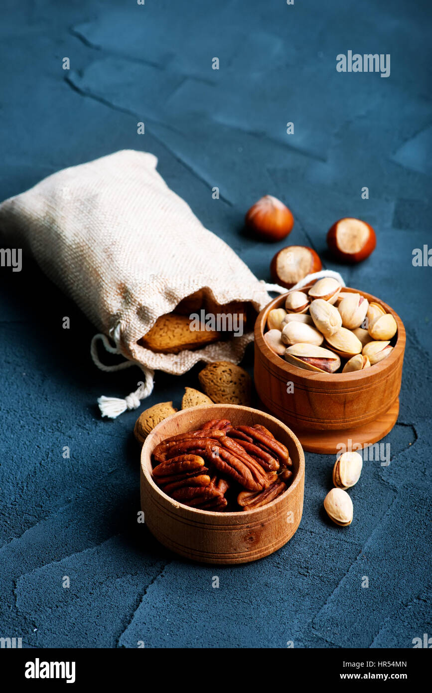 nut mix on a table, varios of nuts Stock Photo - Alamy
