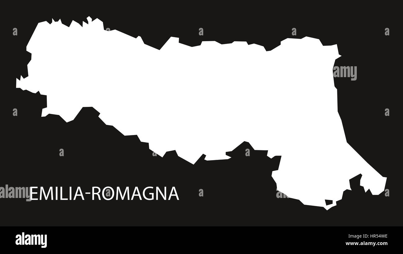 Emilia Romagna Italy Map black inverted silhouette Stock Photo - Alamy