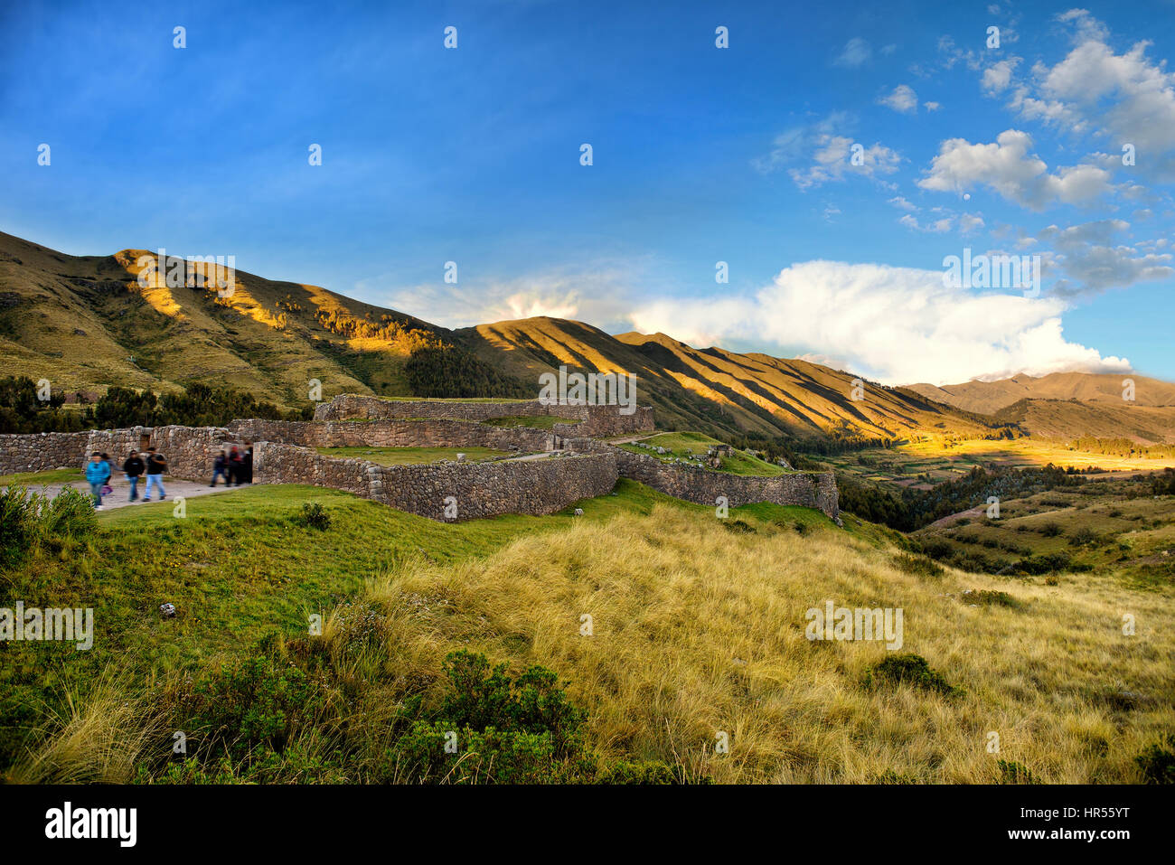 Sunset in the Puca Pucara, Inca ruins at Secret Valey, Cuzco Peru Stock ...