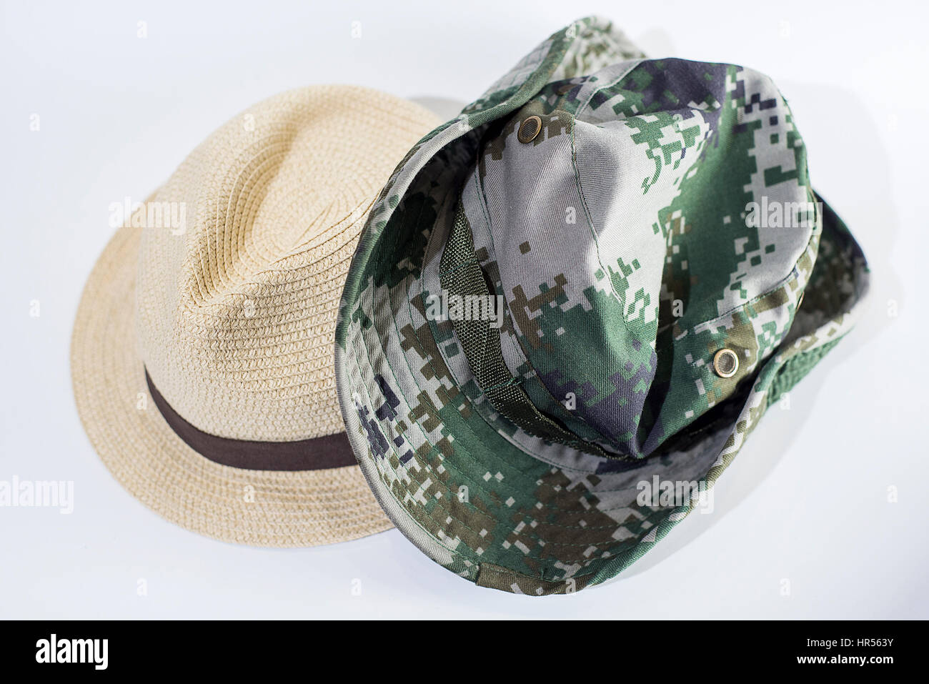 Two hats classic and military Stock Photo - Alamy