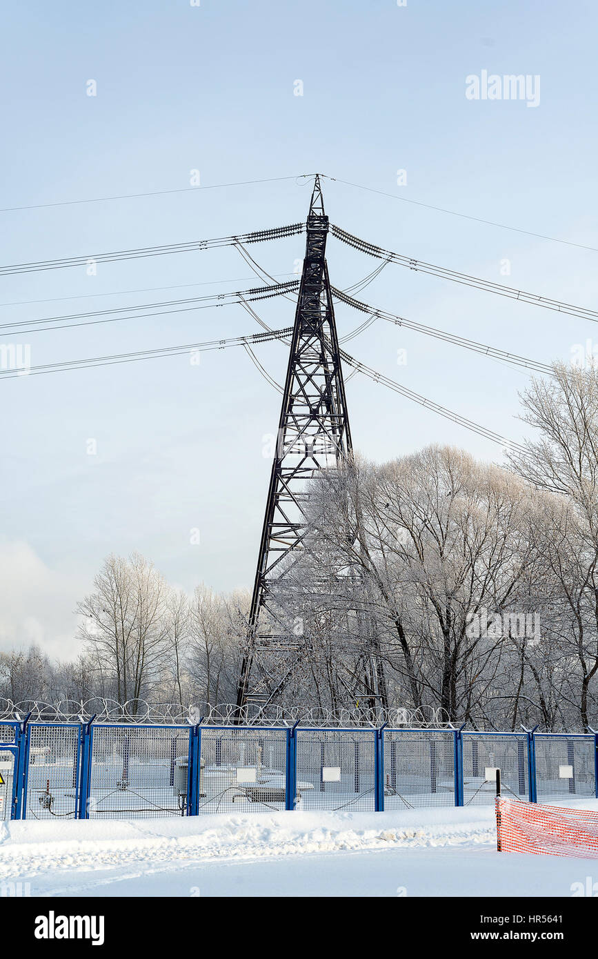 Power line for residential premises Stock Photo - Alamy