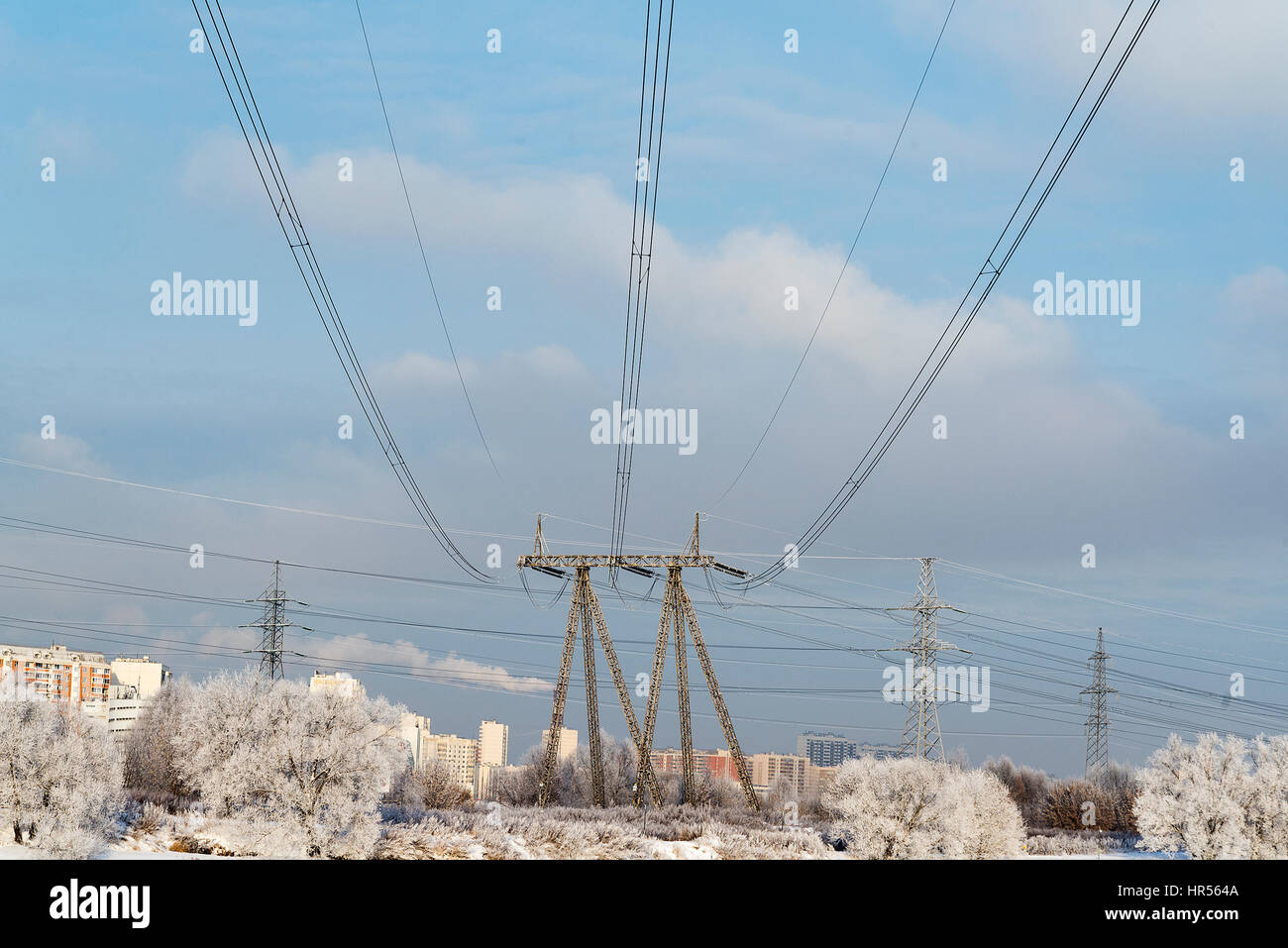 Power line for residential premises Stock Photo - Alamy