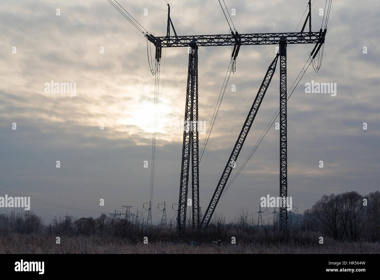 Power line for residential premises Stock Photo - Alamy